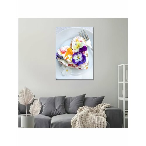 Картина на холсте с подрамником блинчики с цветами 40х60