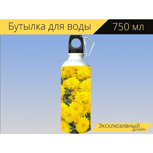 Бутылка фляга для воды "Красота, женщина, цветок" 750 мл. с карабином и принтом