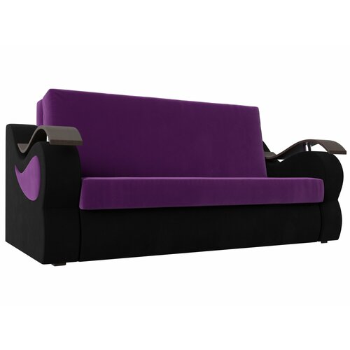 Прямой диван Меркурий 140, Микровельвет фиолетовый и черный