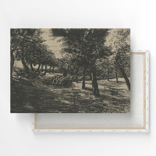 Картина на холсте, репродукция / Макс Либерман - Herd of Sheep Under Trees / Размер 60 x 80 см