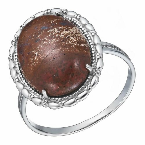 Перстень UVI Ювелирочка Серебряное кольцо 925 пробы с Яшмой, серебро, 925 проба, родирование, яшма, серебряный