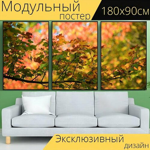 Модульный постер "Листья, деревья, листва" 180 x 90 см. для интерьера