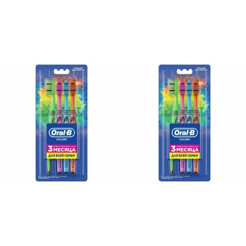 Зубная щетка Oral-B, Colors, 4 шт, 2 упаковки