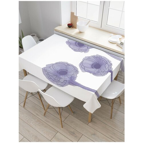 Скатерть прямоугольная JoyArty на кухонный стол "Маки в акварели" из оксфорда, 120x145 см