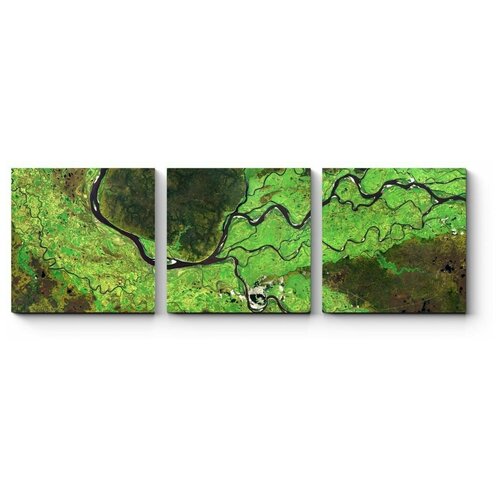 Модульная картина Карта рек 60x20