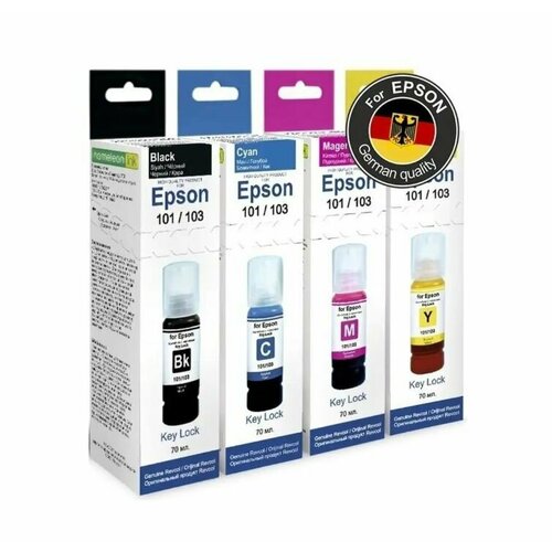 Комплект чернил Revcol для Epson Key Lock 101/103, 4x70ml Dye (Premium), оригинальная упаковка