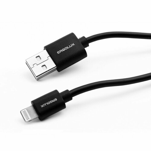 Кабель USB-Lightning промо ELX-CDC03P-C02 (2А, 1м, Черный, Зарядка+Передача данных, Пакет) ERGOLUX