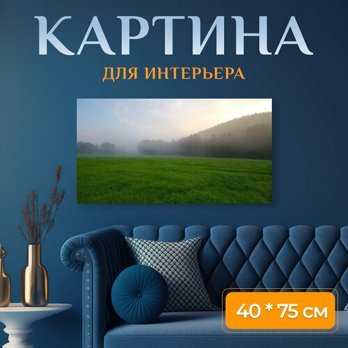 Картина на холсте "Трава, природа, панорама" на подрамнике 75х40 см. для интерьера