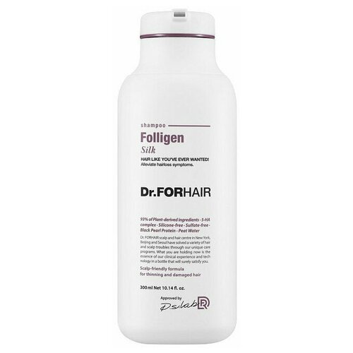 Бессульфатный шампунь для сухих, пористых и поврежденных волос Dr. Forhair Folligen Silk Shampoo, 300 мл