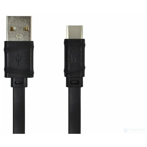 Кабель Hoco X5, USB - Type-C, 2.4 А, 1 м, плоский, черный