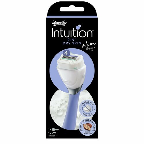 Wilkinson Sword / SCHICK Intuition DRY SKIN SLIM / Бритвенный женский станок с 1-й сменной кассетой