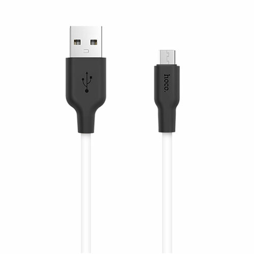 Кабель USB HOCO X21 Silicone USB - MicroUSB, 2А, 1 м, белый+черный