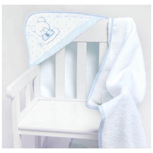 Детское полотенце-уголок Baby kundak Maison dor (белый-голубой), Детское полотенце-уголок 75x75