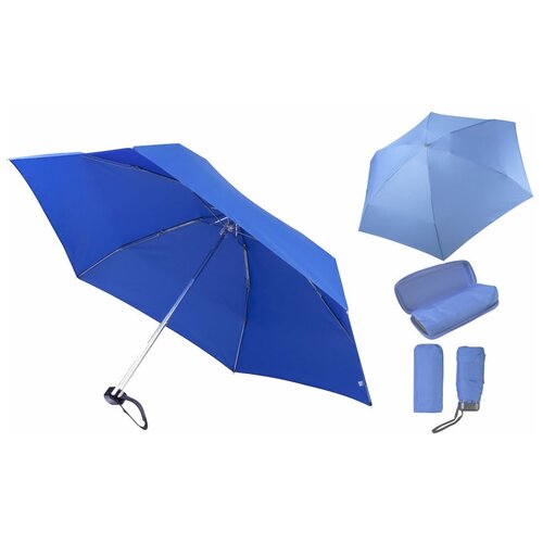 Мини-зонт Unit, механика, 5 сложений, купол 91 см, 8 спиц, чехол в комплекте, синий, мультиколор