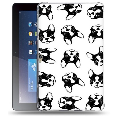 Чехол задняя-панель-накладка-бампер MyPads черно белые собачки для Huawei MediaPad M2 10.0 M2-A01W/L 10.1 противоударный