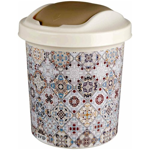 Контейнер для мусора круглый 12 л декор "Марокко"