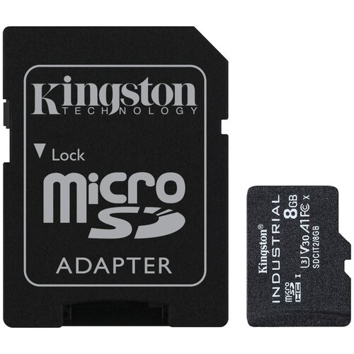 Карта памяти Kingston microSDHC 8 ГБ Class 10, V30, A1, UHS-I U3, R/W 100/30 МБ/с, адаптер на SD, 1 шт., черный