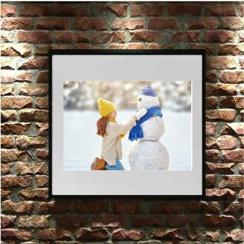 Постер "Девочка лепит снеговика" Cool Eshe из коллекции "Ох, уж эти детки!", плакат А4