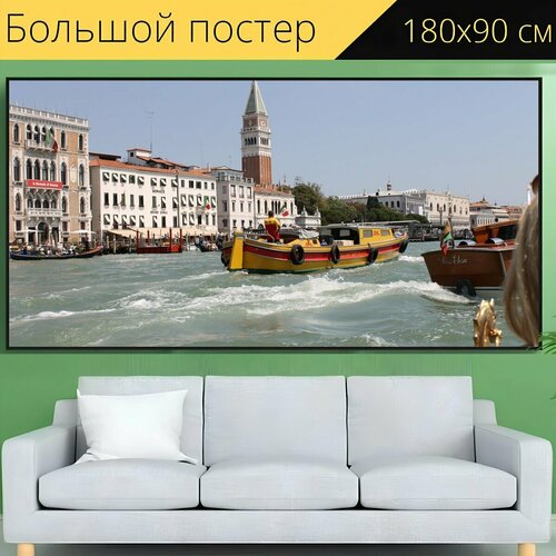 Большой постер "Венеция, италия, гранд канал" 180 x 90 см. для интерьера
