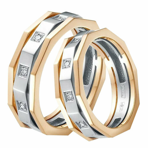 Кольцо обручальное Diamant online, золото, 585 проба, бриллиант, размер 16, прозрачный