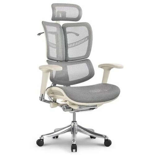 Эргономичное кресло Falto Expert Fly обивка сетка, подлокотники 4D, сиденье слайдер, ролики уретановые HFYM01-G-GY серый