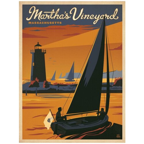 Постер / Плакат / Картина Лодки - Яхты на фоне Мартас-Виньярд 60х90 см в раме