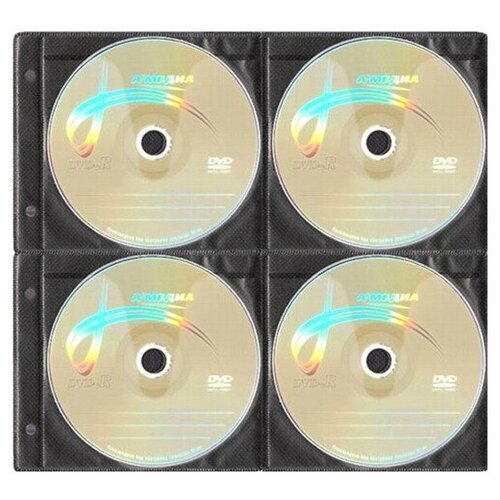 Конверт для CD на 8 компакт-дисков CD-DVD чёрный - 1 шт.