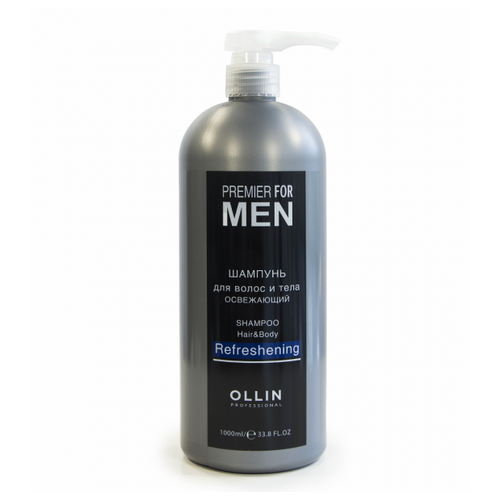 OLLIN Premier For Men Shampoo Hair&Body Refreshening - Шампунь для волос и тела освежающий 1000 мл