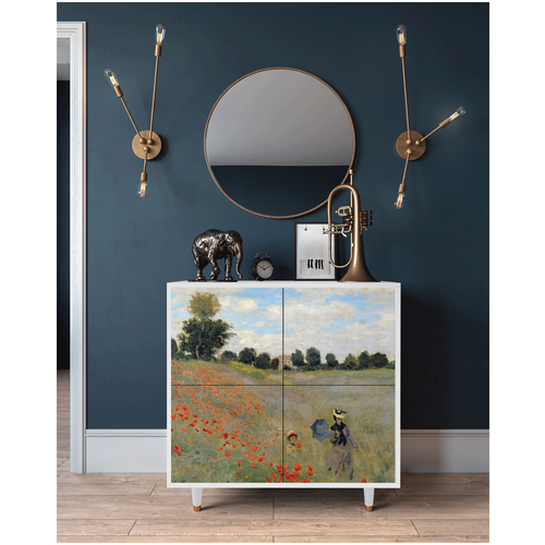 Комод - STORYZ - BS3 The Poppy Field near Argenteuil by Claude Monet , 94 x 96 x 48 см, Белый