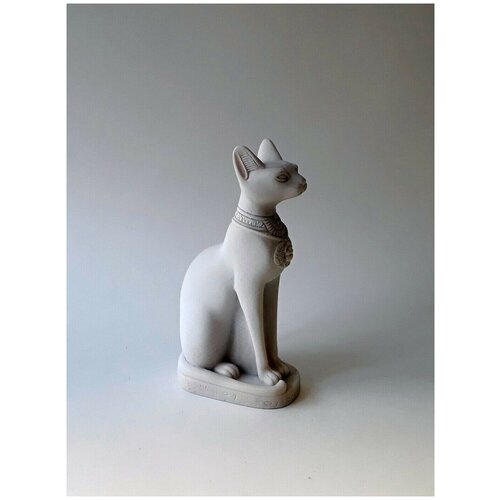Статуэтка Кошка египетская, 13,5см. Белый, мраморная крошка.