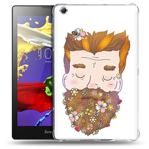 Чехол задняя-панель-накладка-бампер MyPads мужчина с цветами в бороде для Lenovo Tab 2 A8-50F/A8-50L/A8-50LC (MediaTek MT8161)/Tab 3 TB3-850F/850M LTE противоударный