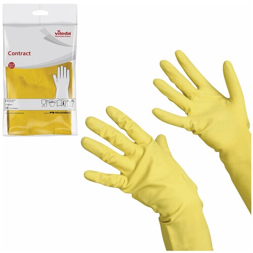 Перчатки хозяйственные резиновые "Контракт", размер XL (очень большой), желтые