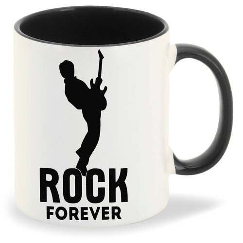 Кружка черная CoolPodarok Rock forever (рок навсегда)