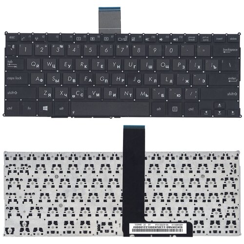 Клавиатура для ноутбука Asus VivoBook X200, русская, черная без рамки, плоский Enter