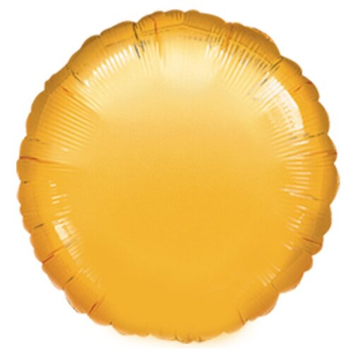 Воздушный фольгированный шар без рисунка круглый, Металлик Золото, 46 см
