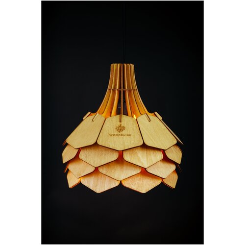 Люстра подвесная светильник из дерева "Далия 4 ряда, 250 мм", Вишня