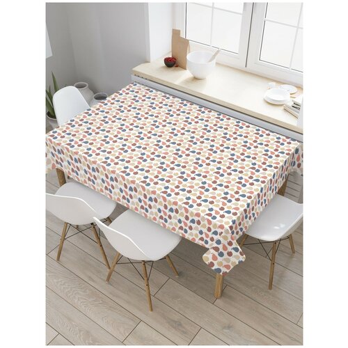 Скатерть прямоугольная JoyArty на кухонный стол "Цветные яблоки и груши" из оксфорда, 180x145 см