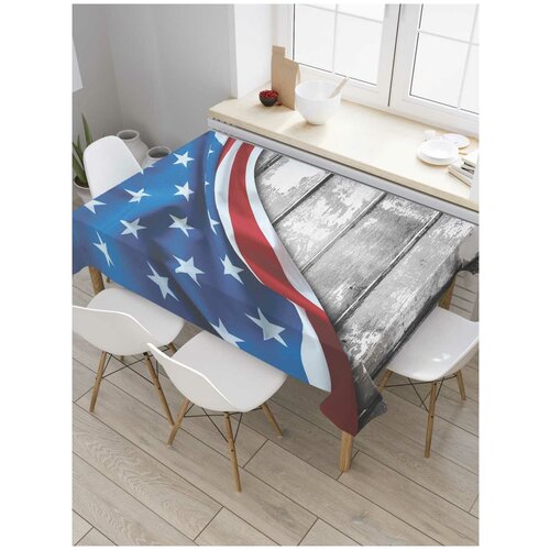 Скатерть прямоугольная JoyArty на кухонный стол "Флаг Америки" из оксфорда, 180x145 см