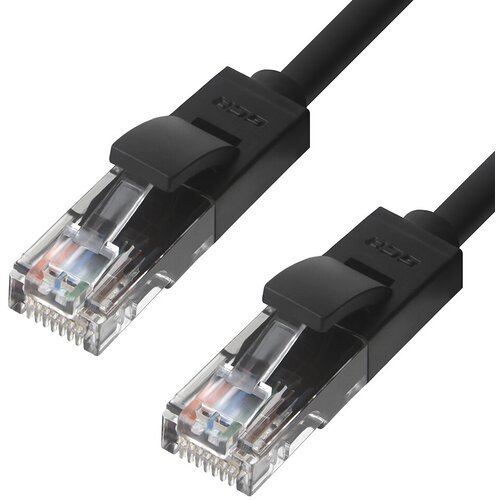 GCR Патч-корд прямой 0.1m UTP кат.5e, черный, 24 AWG, литой, ethernet high speed 1 Гбит/с, RJ45, T568B