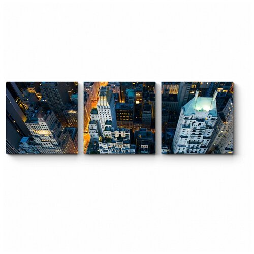 Модульная картина Ночной Нью-Йорк 110x37