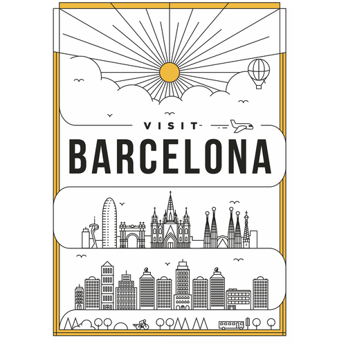Постер / Плакат / Картина Солнечная Барселона 60х90 см в подарочном тубусе