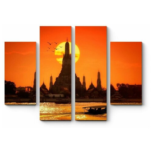 Модульная картина Алый закат в Бангкоке 80x60