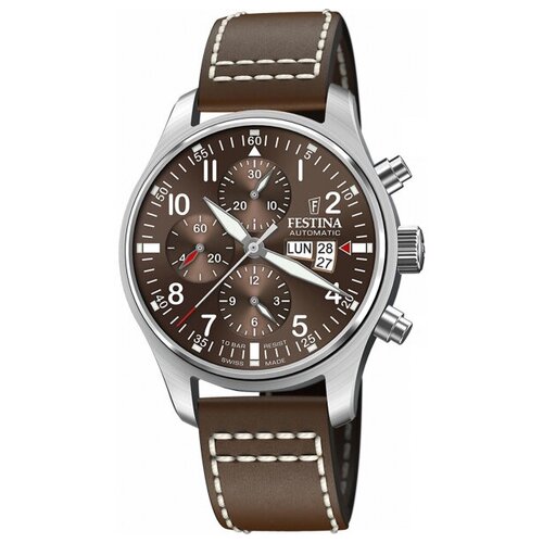 Наручные часы FESTINA Swiss Made, коричневый, серебряный