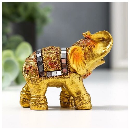 Сувенир "Золотой слоник с мозаикой из зеркал" 5,2х6х3 см