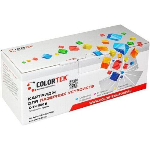 Картридж лазерный Colortek CT-TK-580K черный для принтеров Kyocera