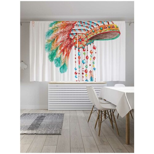Классические шторы JoyArty "Цветной убор вождя", серия Oxford DeLux, 2 полотна 145x180 см