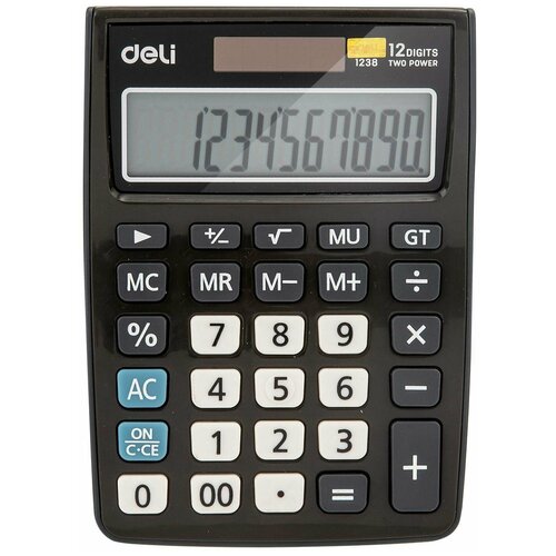 Калькулятор настольный Deli E1238black черный, 12-разрядный