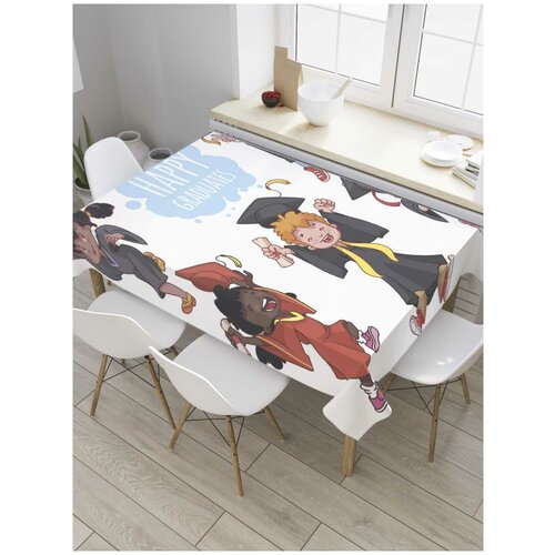 Скатерть прямоугольная JoyArty на кухонный стол "Выпускники с дипломами" из оксфорда, 180x145 см
