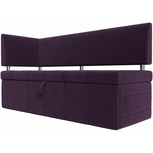 Кухонный прямой диван Лига Диванов Стоун с углом левый Велюр Фиолетовый