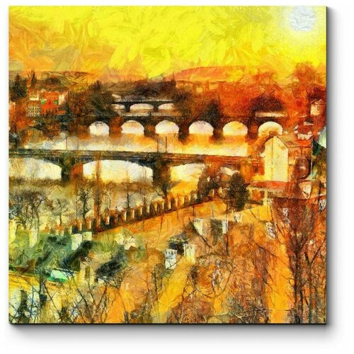 Модульная картина Прага в лучах солнца, масло 30x30